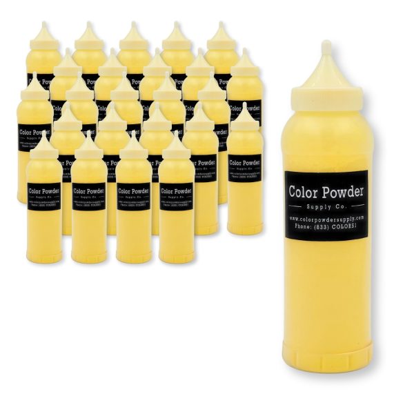 Pre-filled Yellow Color Powder Squeeze Bottles | Color Powder Supply Co