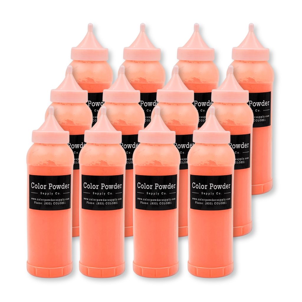 Pre-filled Orange Color Powder Squeeze Bottles | Color Powder Supply Co.