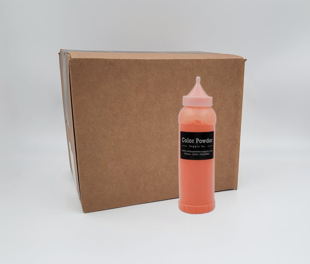 Pre-filled Orange Color Powder Squeeze Bottles | Color Powder Supply Co.