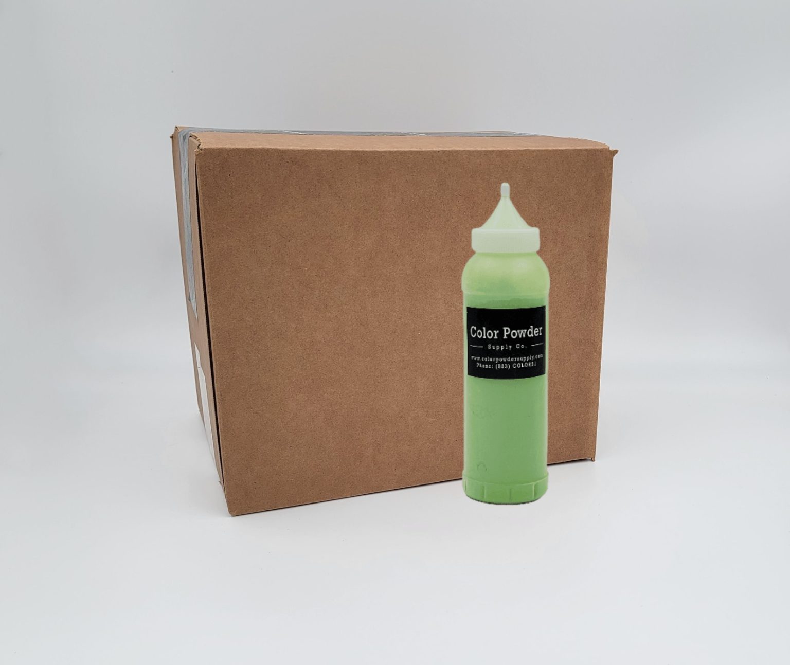 Pre-filled Green Color Powder Squeeze Bottles | Color Powder Supply Co.