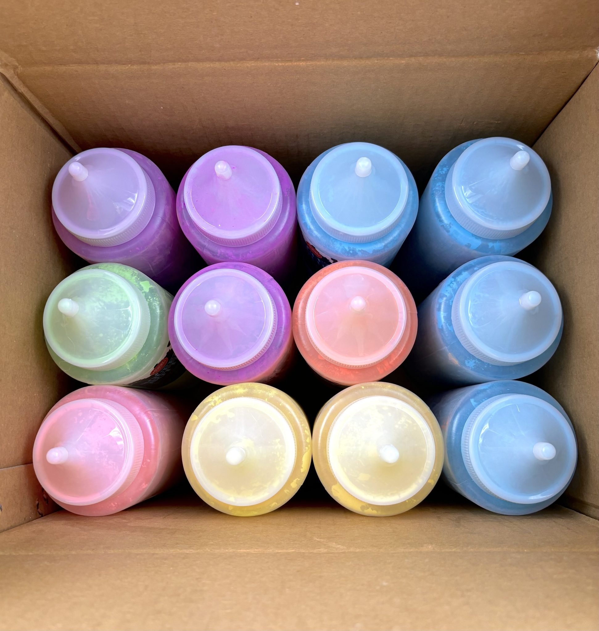 Pre-filled Assorted Color Squeeze Bottles (500g) - 12 pack - Color ...